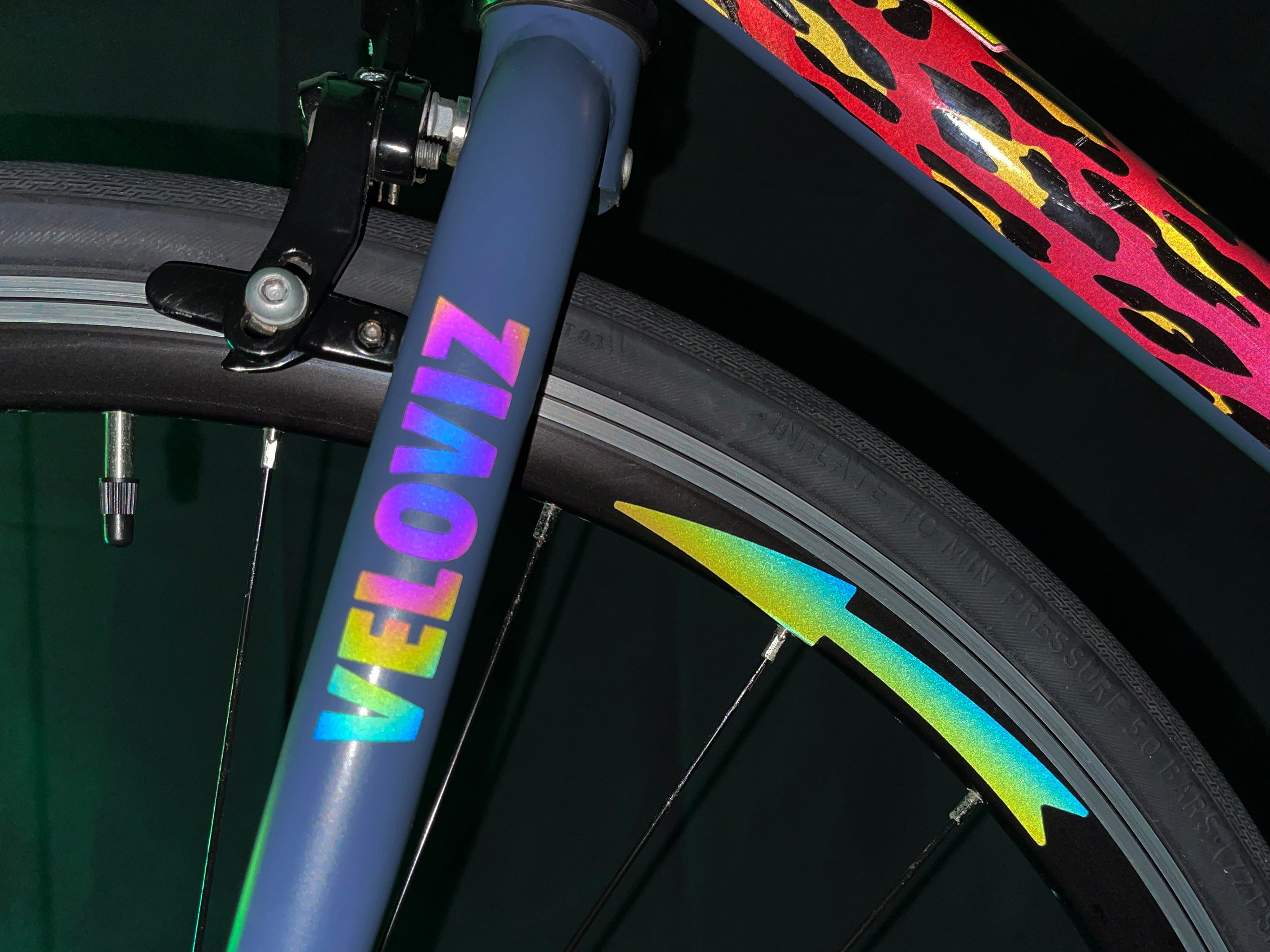 Reflective Rainbow Bright Arrow Wheel Rim Stickers – Veloviz Reflective ...