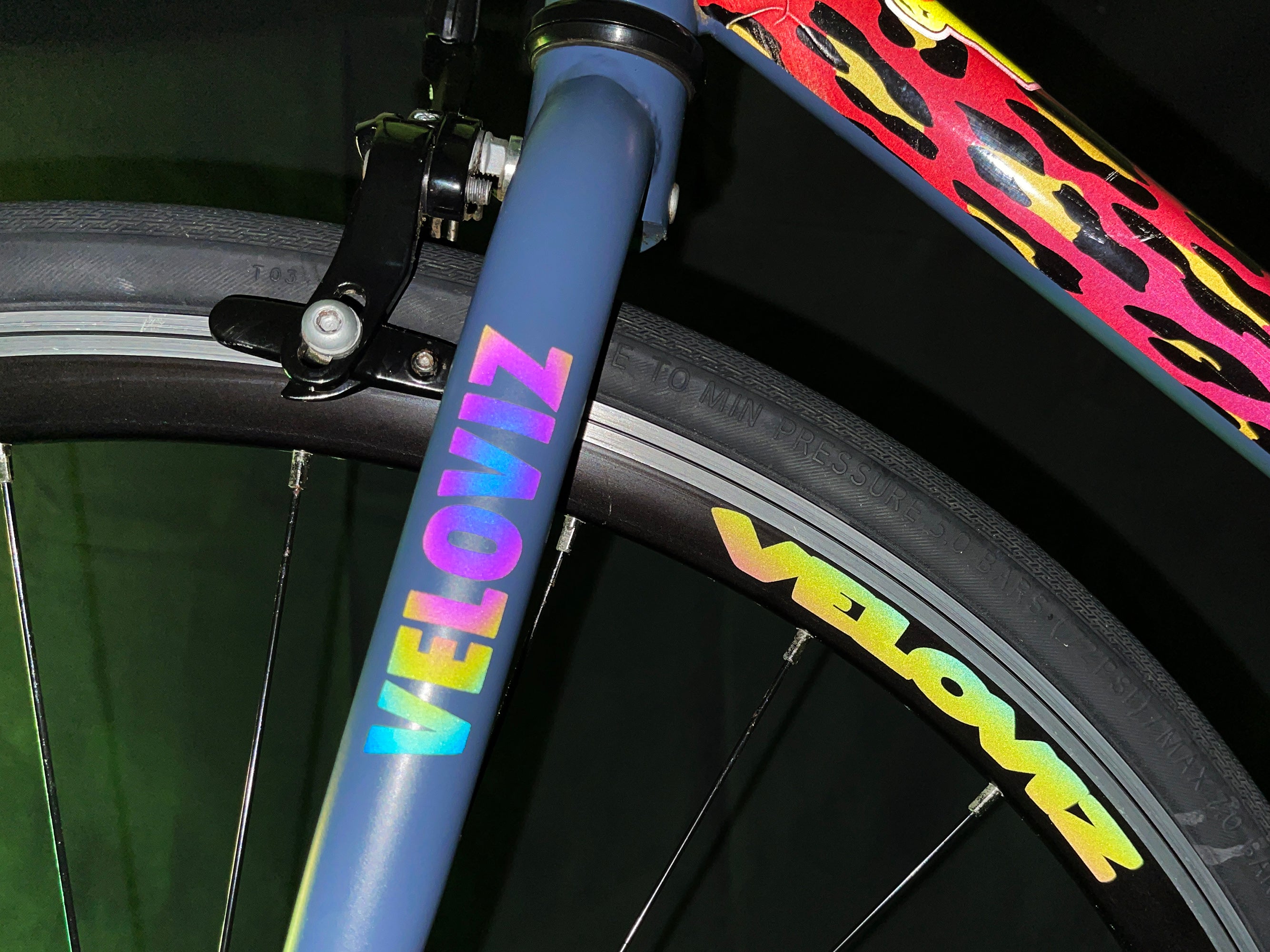 Reflective Rainbow Bright Text Wheel Rim Stickers – Veloviz Reflective ...