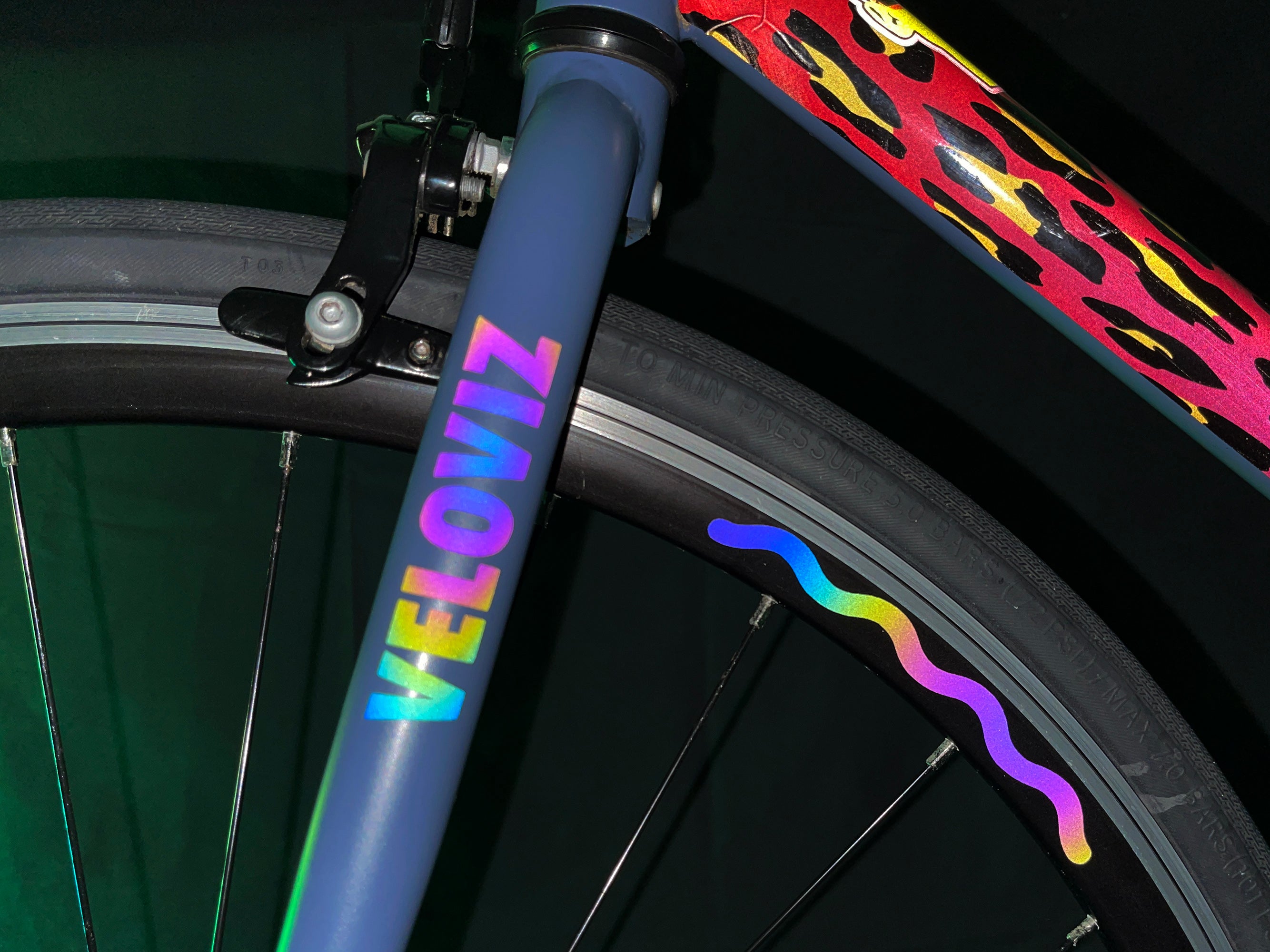 Reflective Rainbow Bright Waves Wheel Rim Stickers – Veloviz Reflective ...