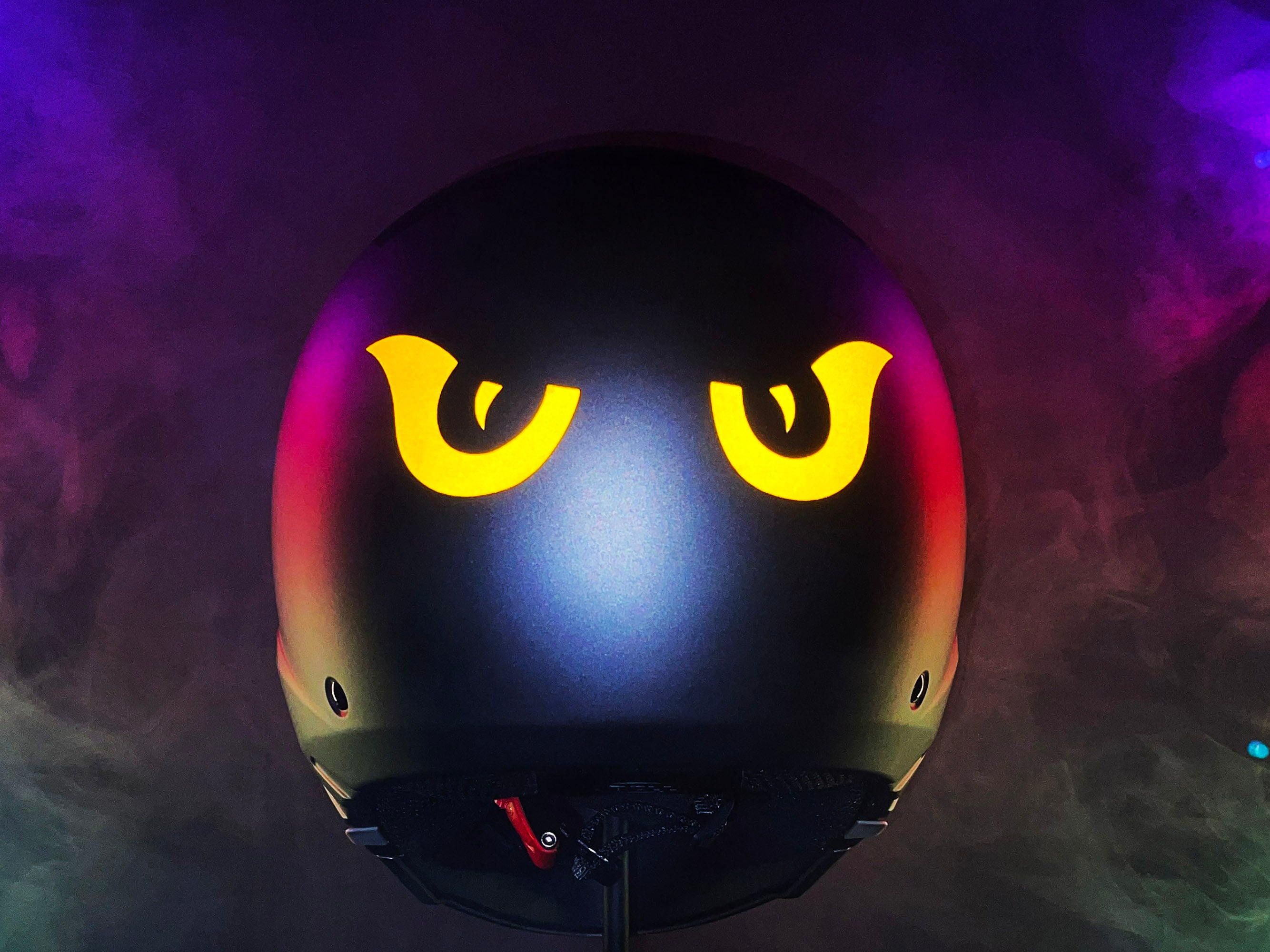 Valueviz Reflective Die Cut Evil Eyes (Design 9) Motorcycle Helmet Sti ...