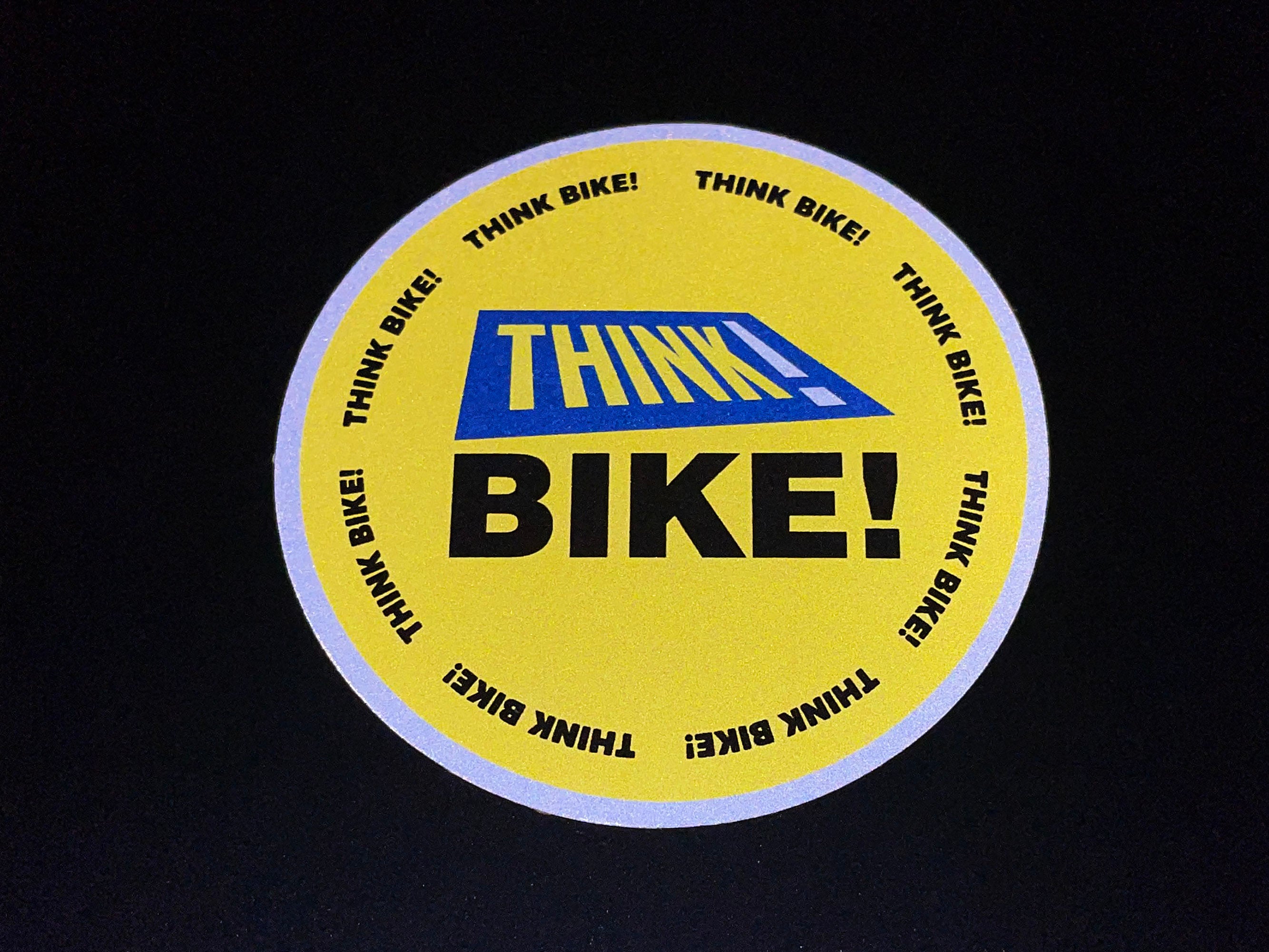 Think Bike UPDATED (Round) Reflective Sticker – Veloviz Reflective Bike ...
